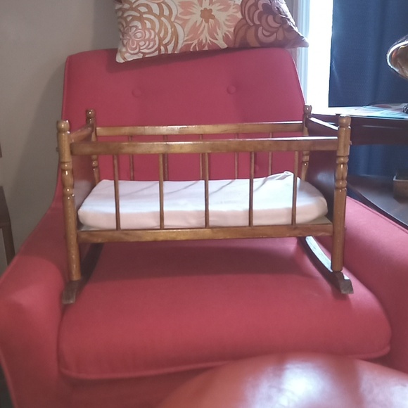 Toys | Vintage Cass Toys Wood Doll Bed Rocking Cradle 196s Wmattress Fitte | Poshmark